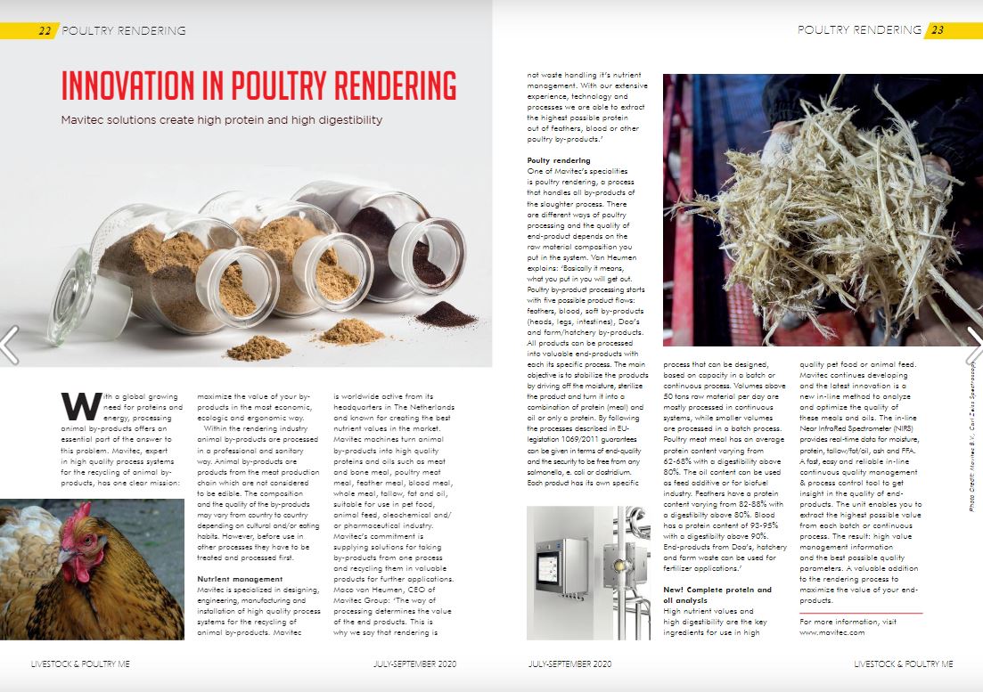 Article: Innovation in poultry rendering - Mavitec Rendering